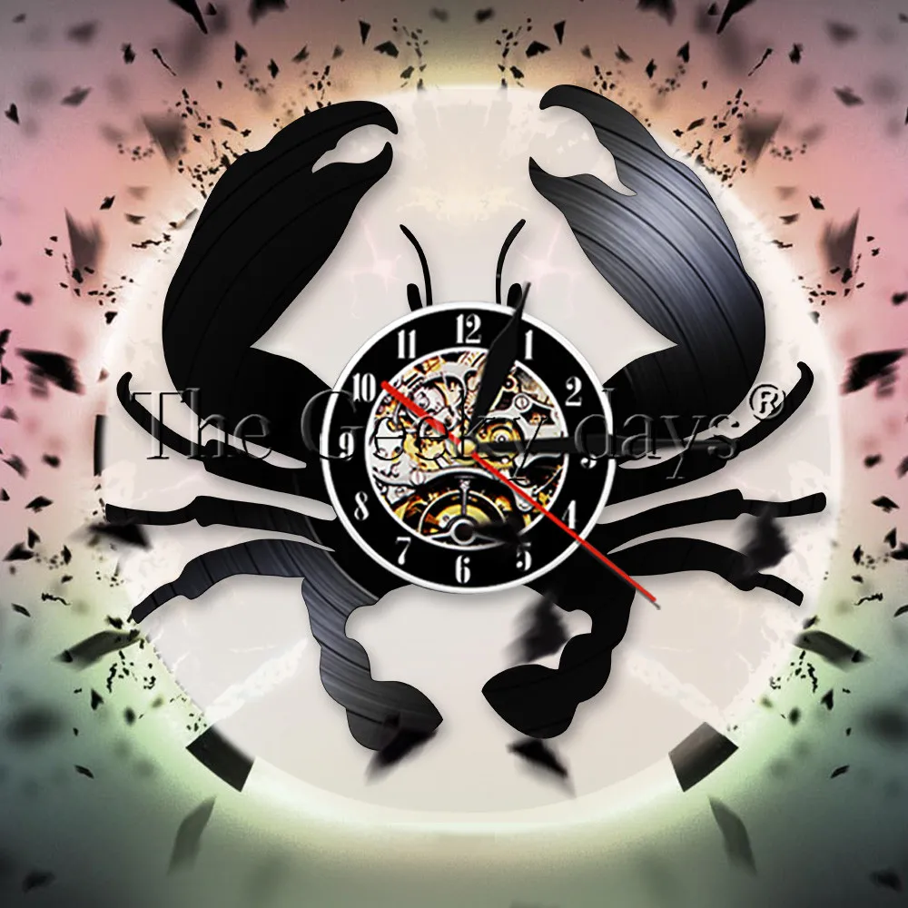 Sea Animal Beach Crab Wall Clock Seafood Crab Vinyl Record Wall Clock ...