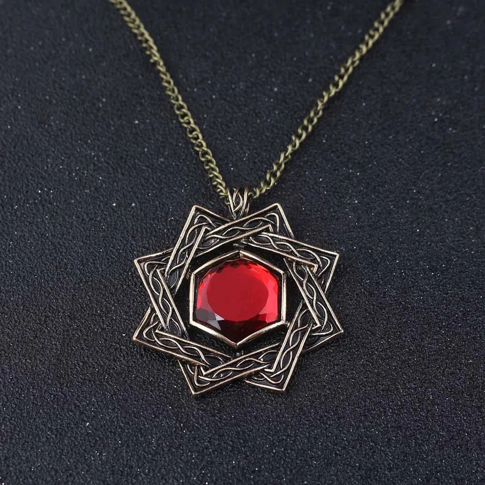 SC Hot Game Dark Souls Necklaces Vintage Bronze Red Crystal Stone ...