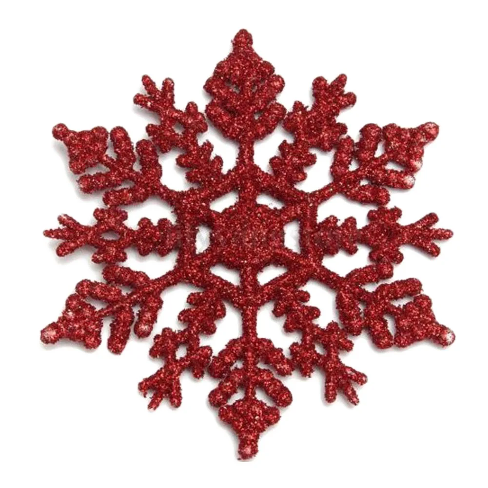 6pcs/Pack Plastic Glitter Snowflakes Ornaments For Xmas Christmas Tree ...