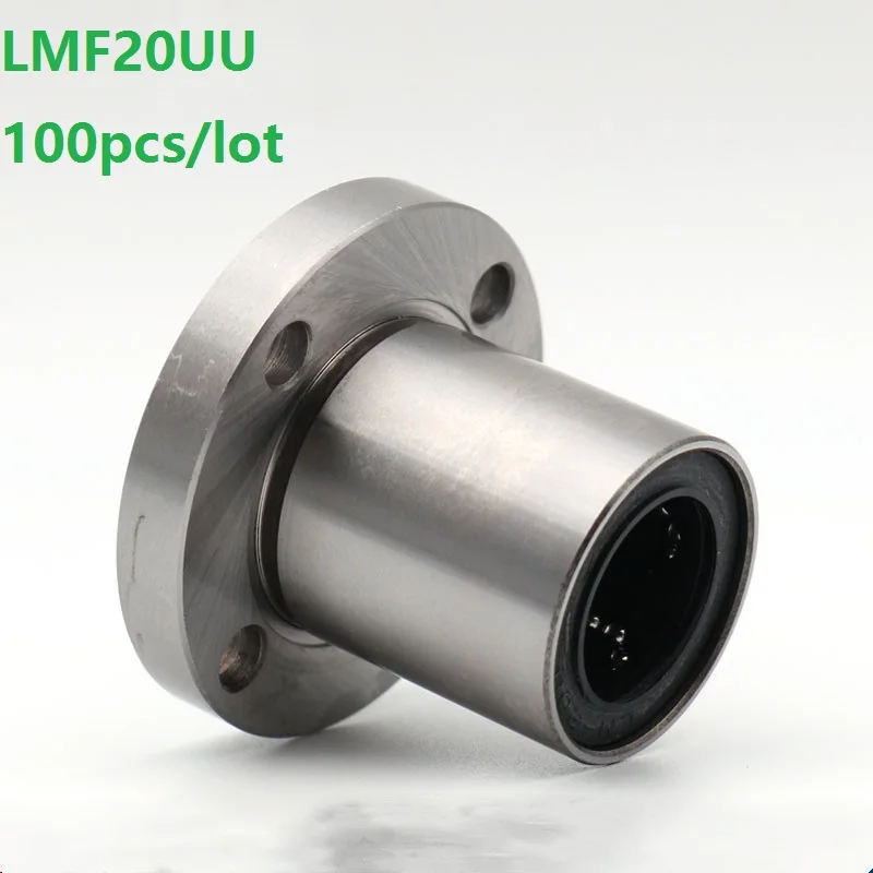 100 개/몫 LMF20UU LMF20 플랜지 선형 부싱 선형 베어링 플랜지 선형 볼 베어링 선형 샤프트 CNC 3D 프린터 ...