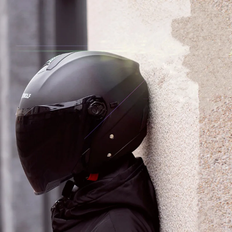Motorcycle Helmet Male Half Safety Helmet Double Lens Half Helmet UV ...