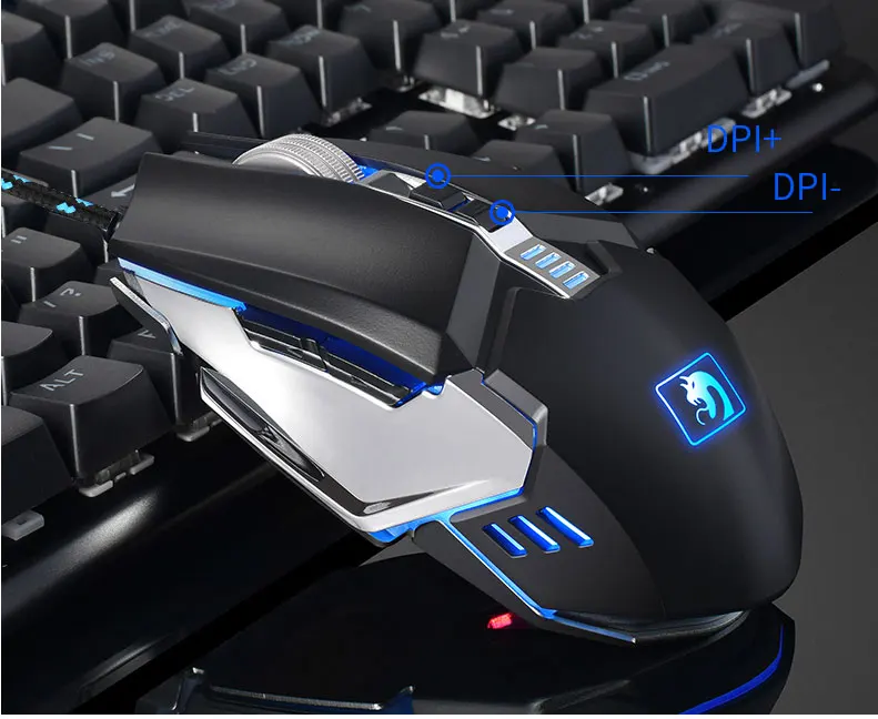 Darshion S10 Gaming Mouse 2400DPI 7 Buttons LED USB Optical Wired Metal Backlit Mouse ...