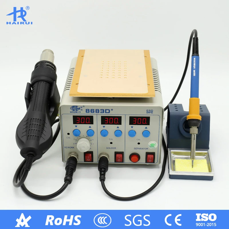 Hairui 8683d+ Led Digital 3 In 1 Separator Iron Hot Air Soldering ...
