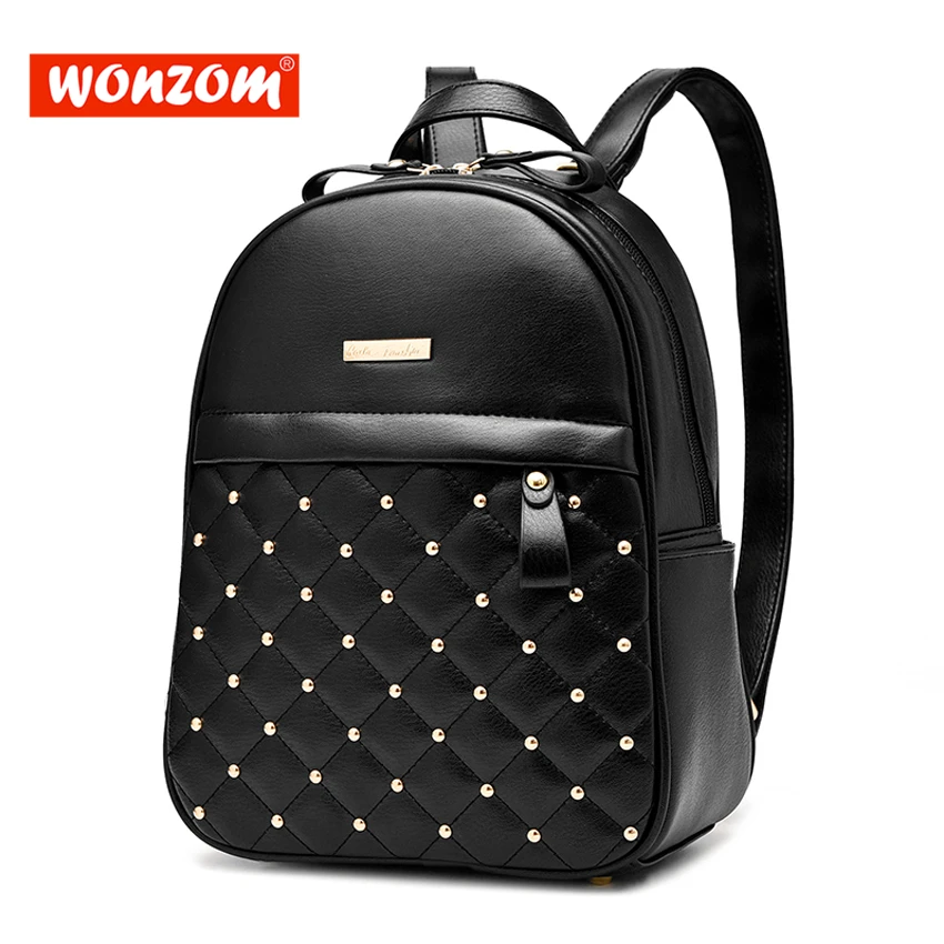 WONZOM Soft Leather Women Casual Small Packet Rucksacks Female Shopping ...