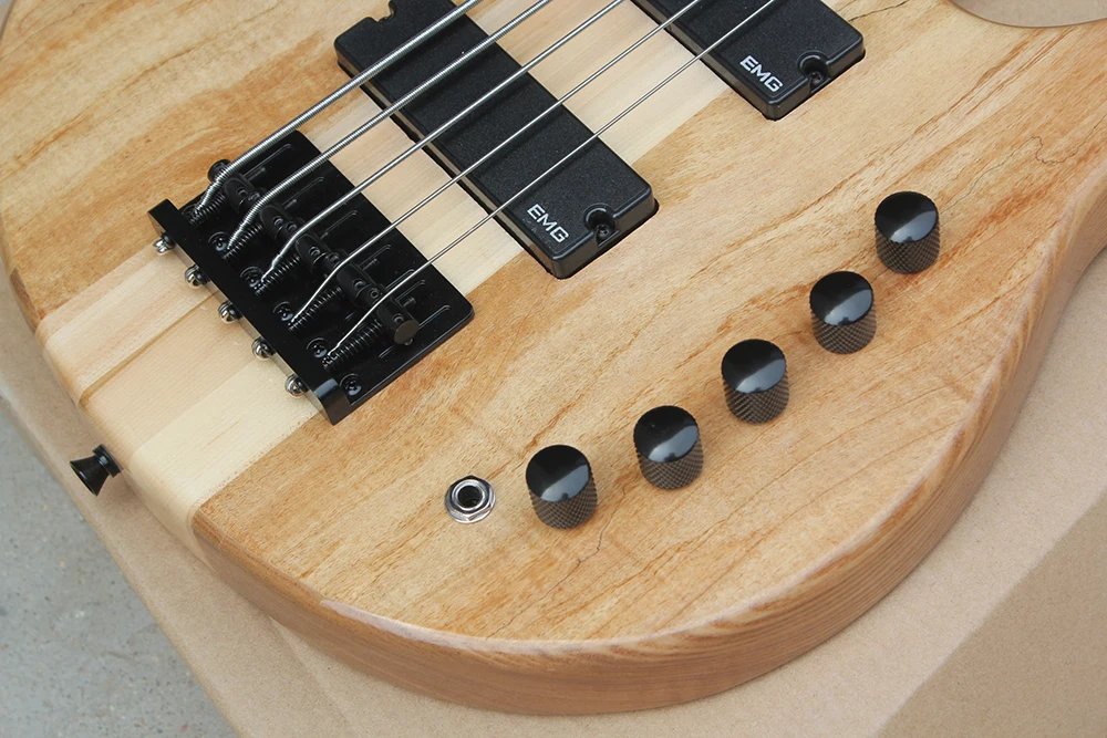 Factory custom 5 strings ASH electric bass guitar with neck-thru-body ...