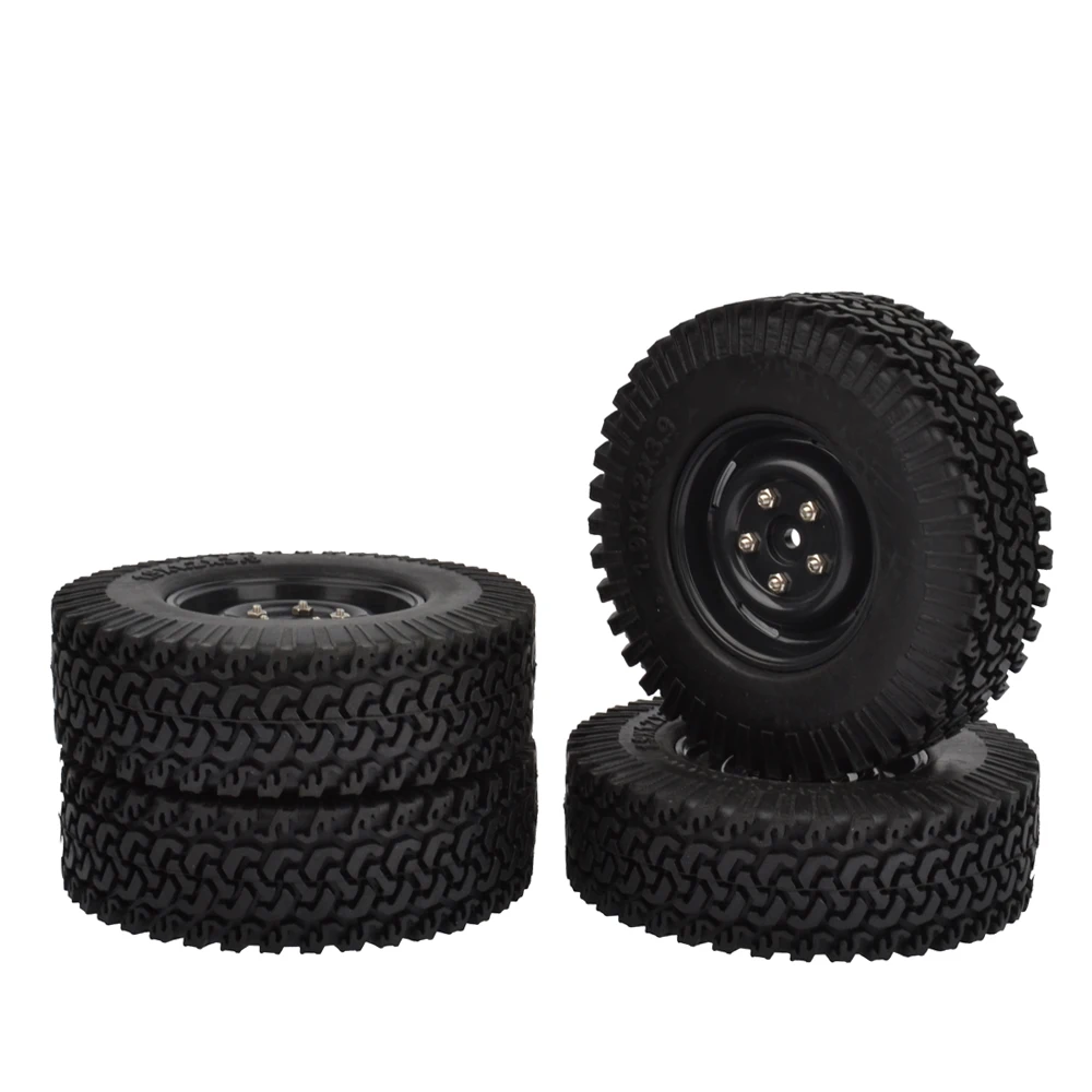 4pcs 98mm 1.9 Inch Rubber Tires and Wheel Rims for Axial SCX10 D90 Tamiya CC01 1/10 RC Crawler ...