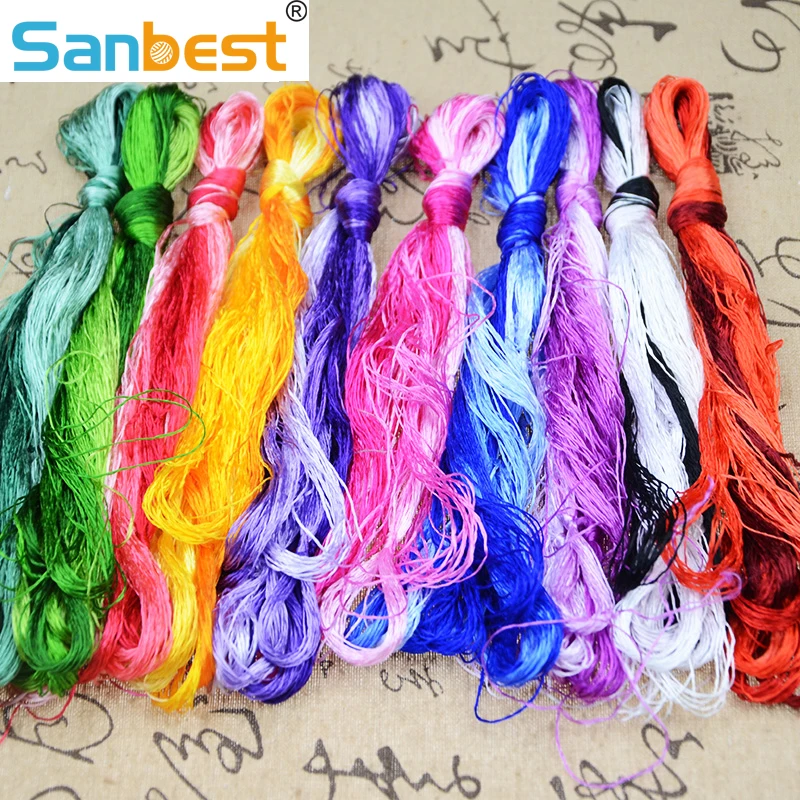 Sanbest Natural Silk Embroidery Thread 30/50/100 Skeins Multicolor ...