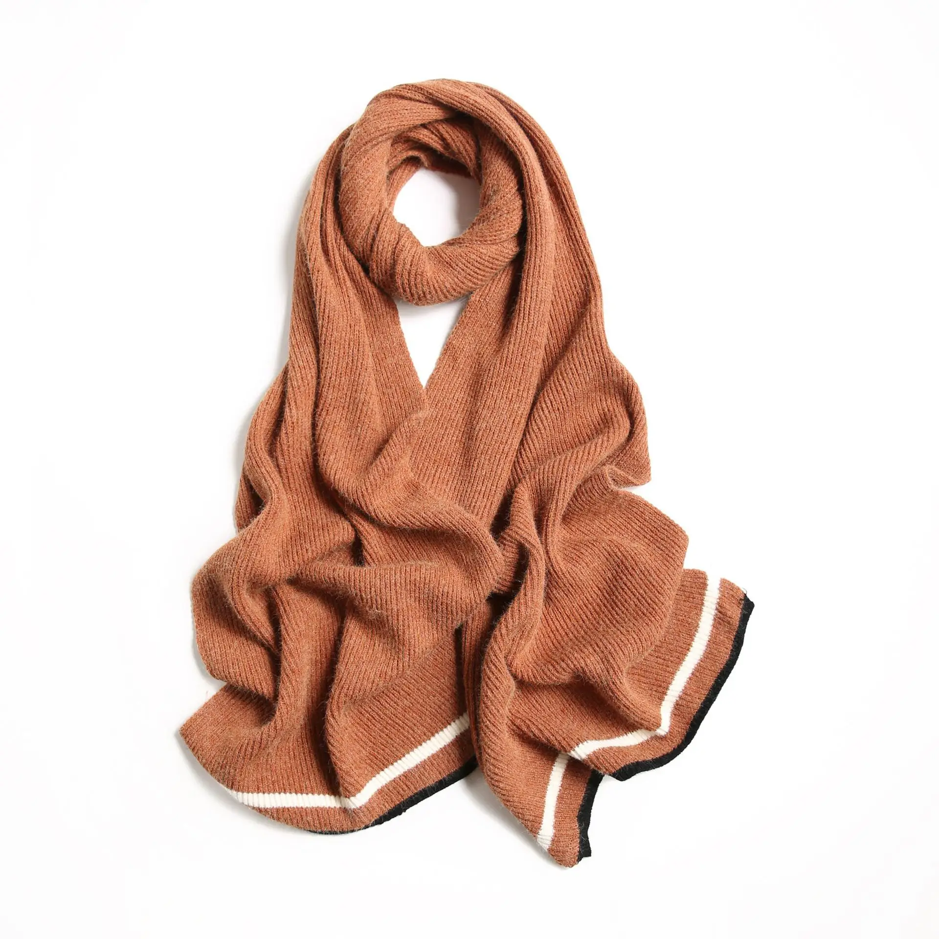 Winter fashion stripes ladies scarves Wild casual solid color knitted ...