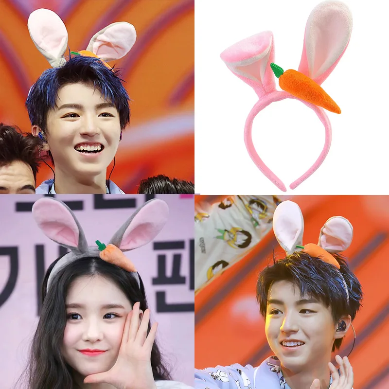 Cute radish plush rabbit ears hair hoop cartoon super cute sweet ...