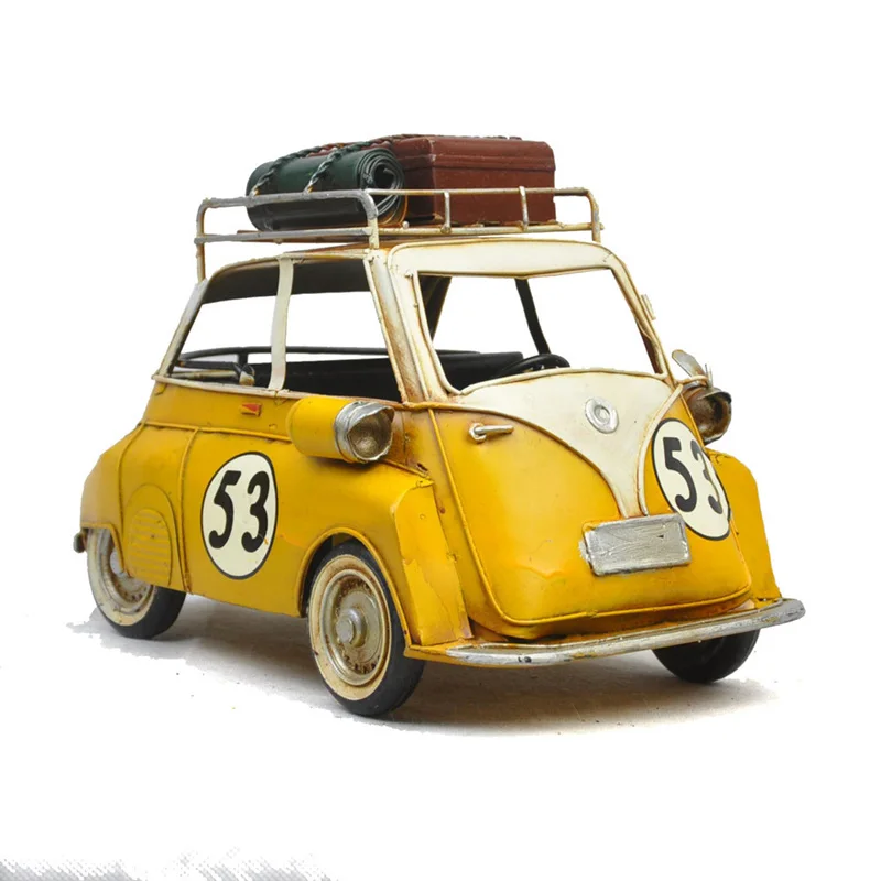Vintage Style Metro Miniature Yellow Car #53 with Metal European Mini ...