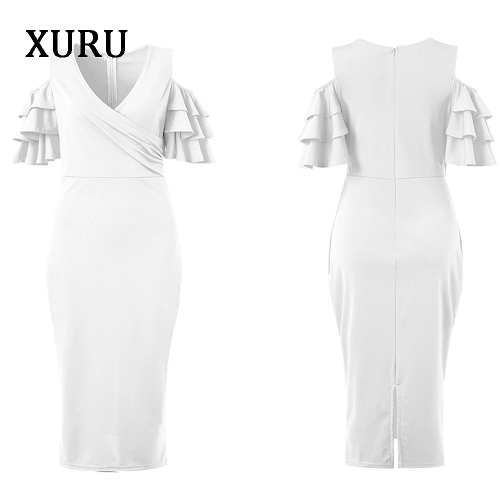 XURU белое, черное, розовое, желтое платье с открытыми плечами ...