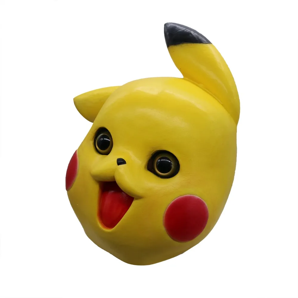 2019 New Movie Detective Pikachu Mask Cosplay Pikachu Latex Mask For ...