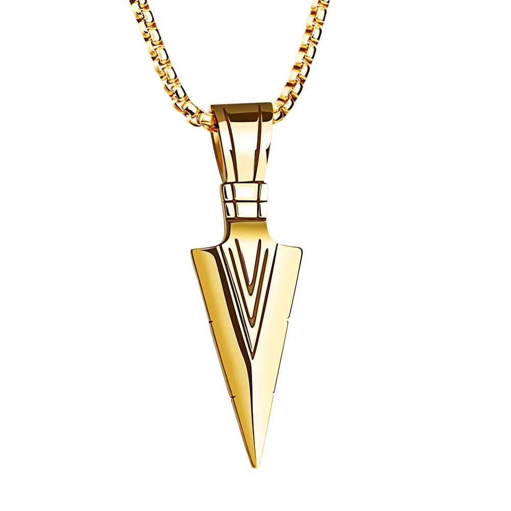 Men's Silver Gold Color Arrowhead Pendant Necklace Vintage Jewelry ...