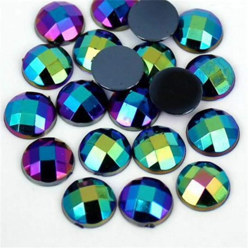 Strass acrílico facetado 5 12mm faça você mesmo, brilho, preto, cor ab ...