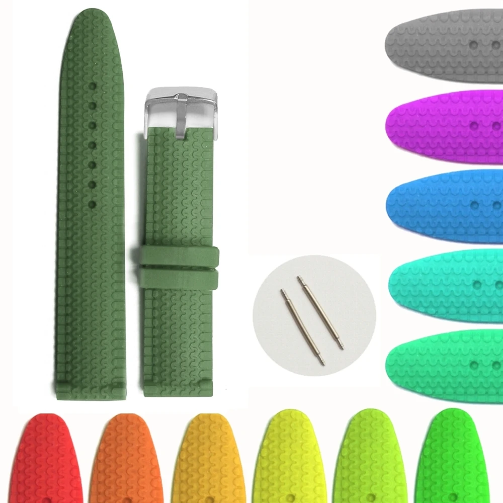 20mm Dark Forrest Green Silicone Rubber Unisex Watch Band Straps ...
