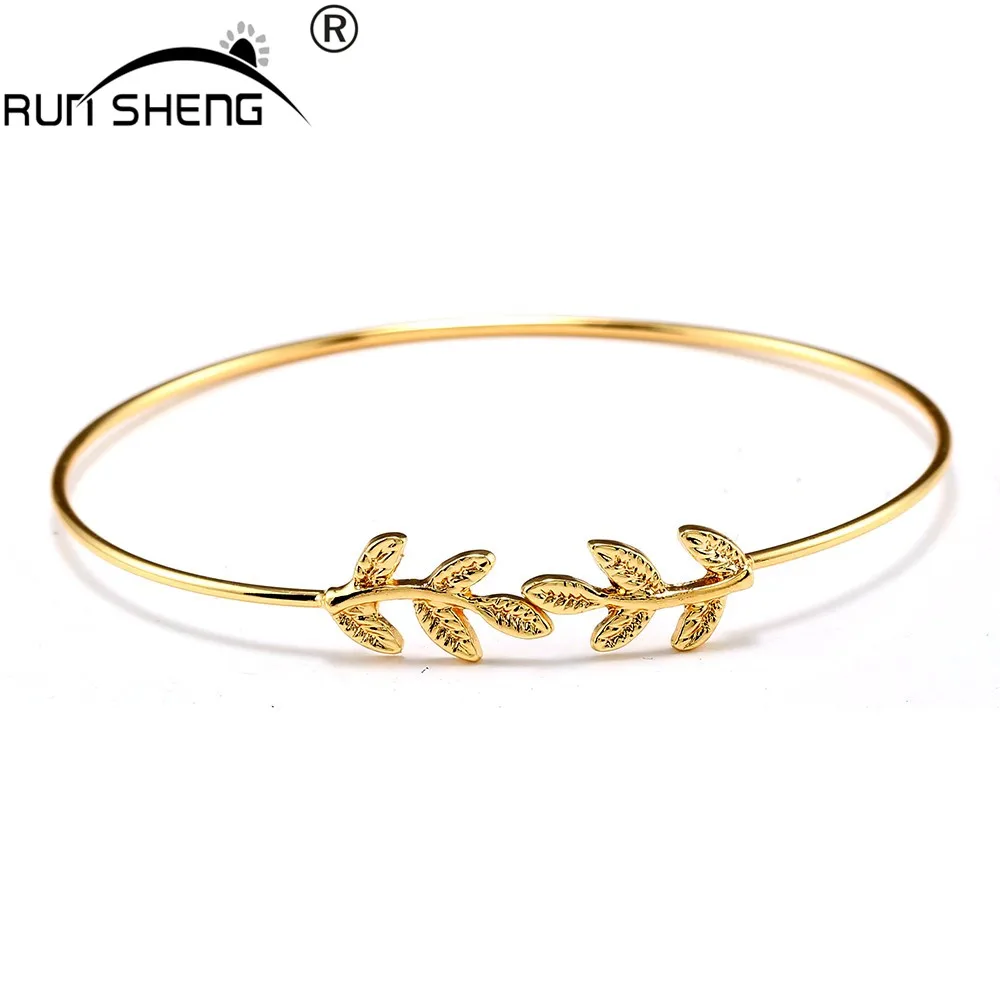 2016 Leaves Gold & Silver Plated Bracelets & Bangles Fashion Open ...