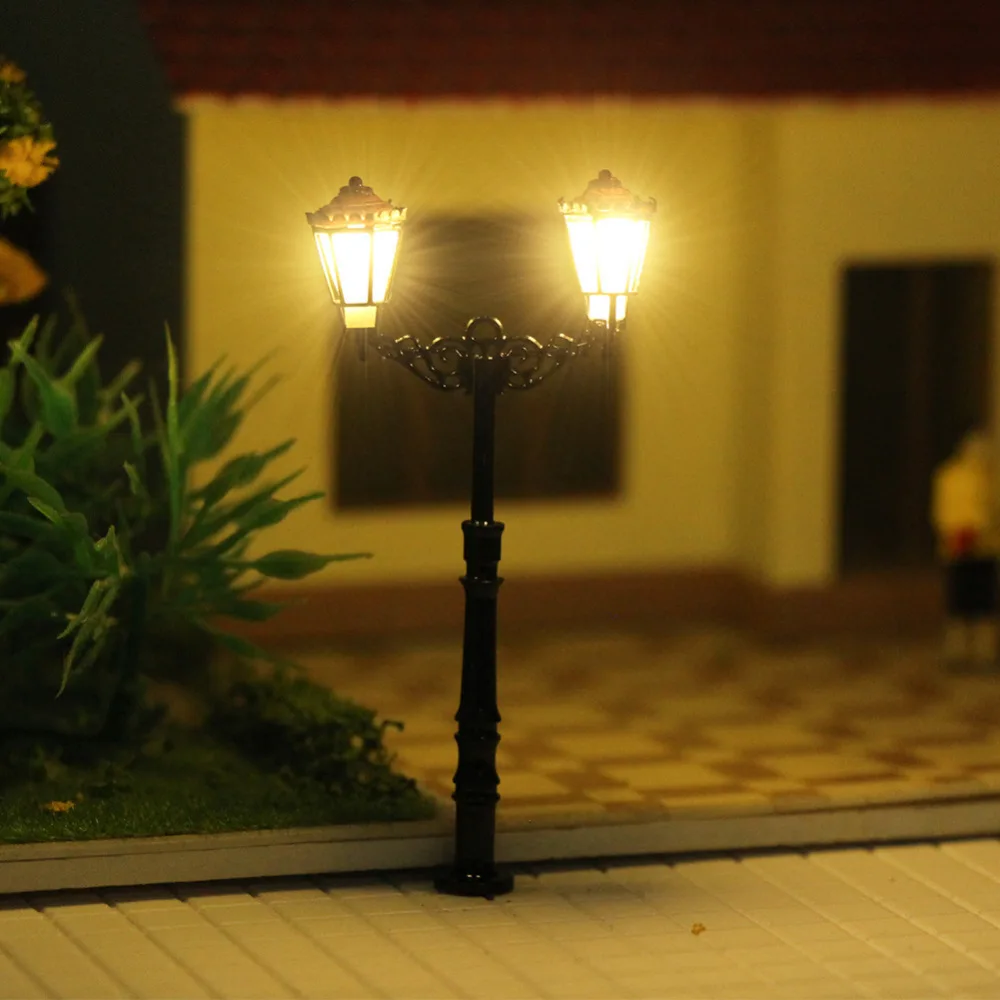 Evemodel-3pcs-N-Scale-Lamp-Post-Double-Heads-50mm-1-160-Street-Lights ...