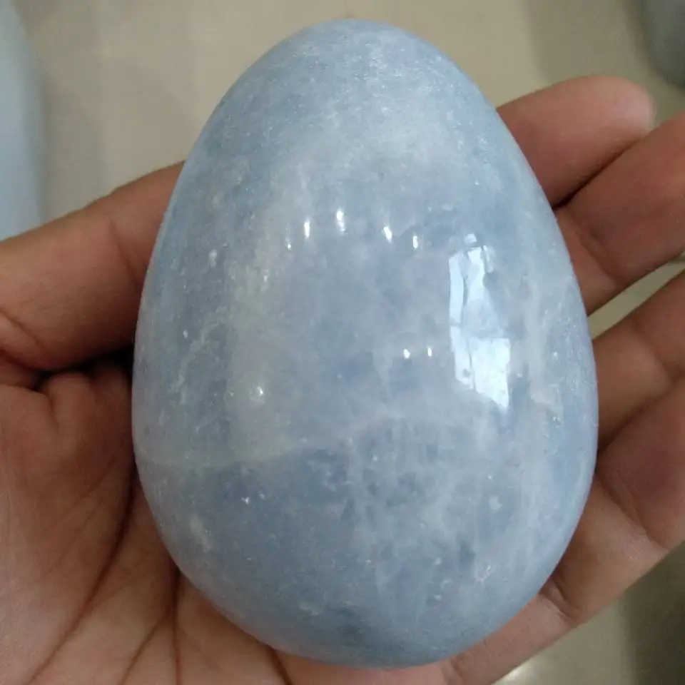 Cristal azul Natural de 330g, huevo pulidor Celestia azul brillante ...