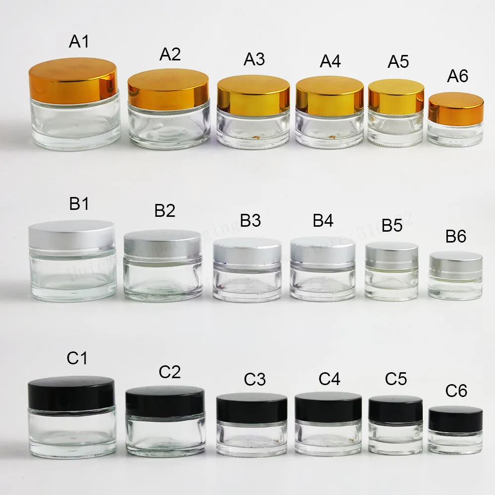 12-x-5g-10g-15g-20g-30g-Travel-Mini-Cream-Glass-Jar-Clear-Glass ...