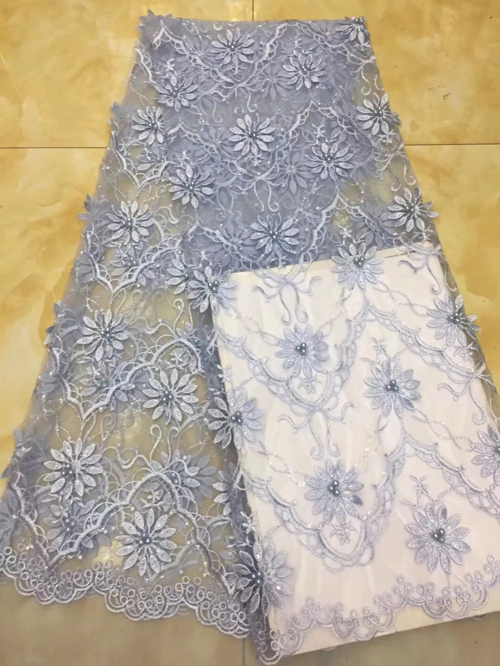 5yards new design multicolor french lace blue bridal embroidered tulle ...