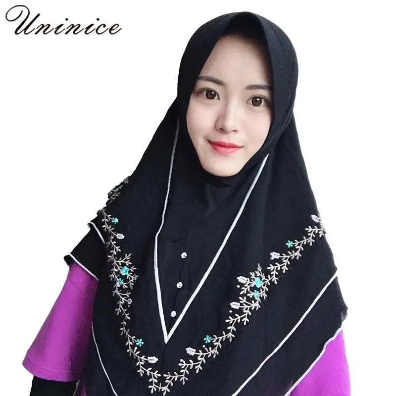 Muslim Embroidery Inner Hijab Cap Full Cover Head Wear Women Headscarf ...