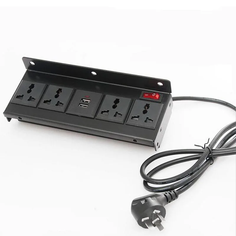 AC110 250V Side mounted Desktop Extension socket Black Electrical Wall ...