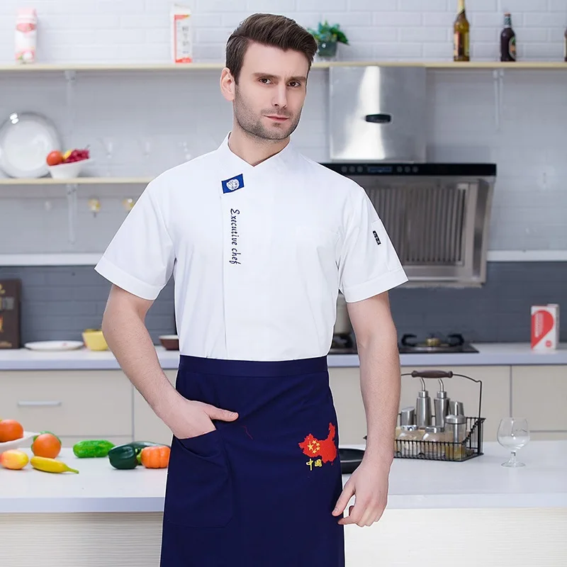 Ropa de Chef de manga corta para hombre, uniforme fino de cocinero ...