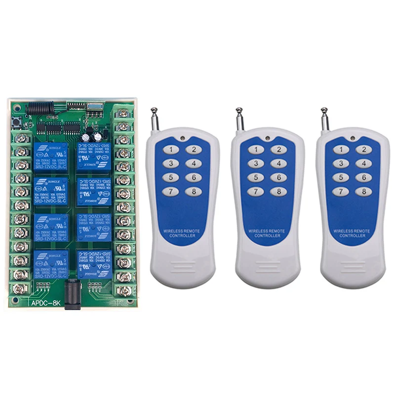 DC 12V 24V 8 CH Channels 8CH RF Wireless Remote Control Switch System ...