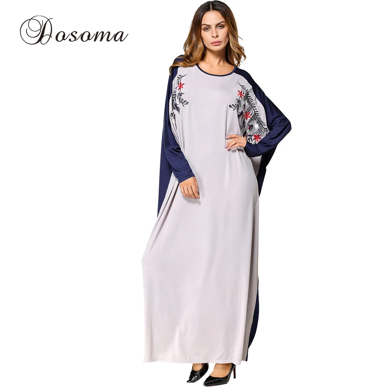 Beiläufige Maxi Kleid Stickerei Muslimischen Abaya Lose Stil Nahen ...