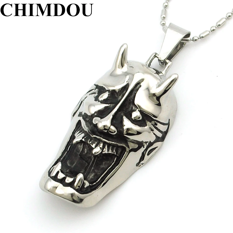 CHIMDOU Men Jewelry Evil Devil Demon Horn Skull 316L Stainless Steel ...