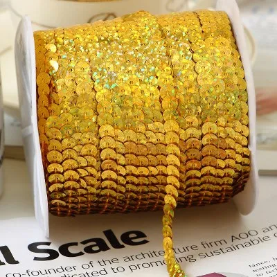 6mm-Beautiful-God-Spangle-Sequins-Ribbon-Trim-Sewing-Paillette-Stretch ...