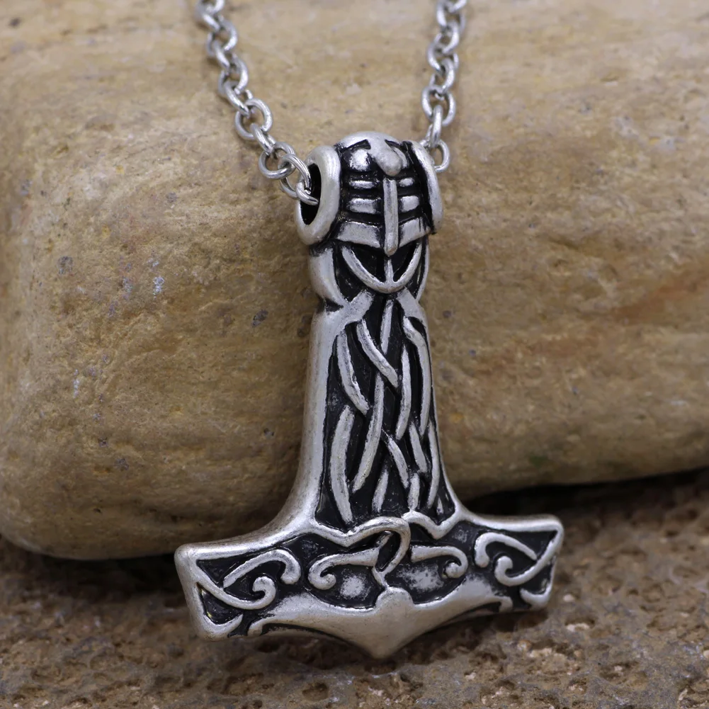 youe shone Men's Pendant Necklace Silver Irish Knot Elegant Thor Hammer ...
