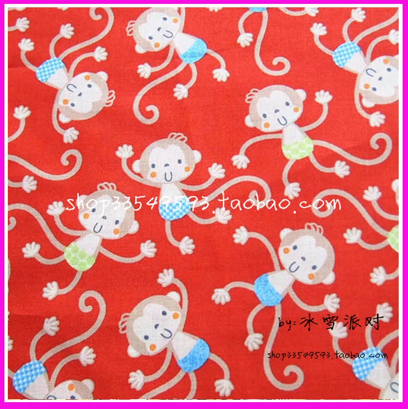 105*50cm 1pc Red Monkey Fabric 100%Cotton Fabric Patchwork Telas Lively ...