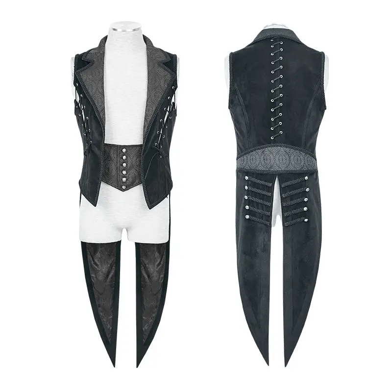 Punk Rave Y648 Herren Weste Weste Frack Blau Samt Gothic Steampunk ...