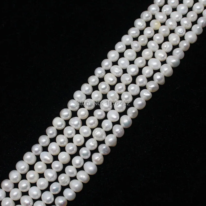 Mini. order is $7! 5~6mm Natural White Pearl Oval Loose Beads 15''|bead ...
