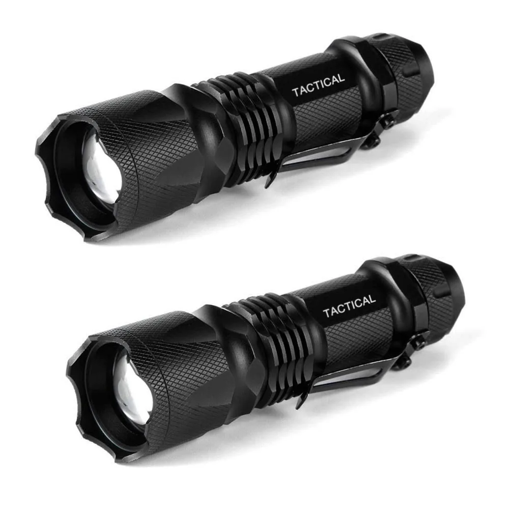 (2pcs/ Lot) Mini Tactical Flashlight 3-mode White Light Led Flashlight ...