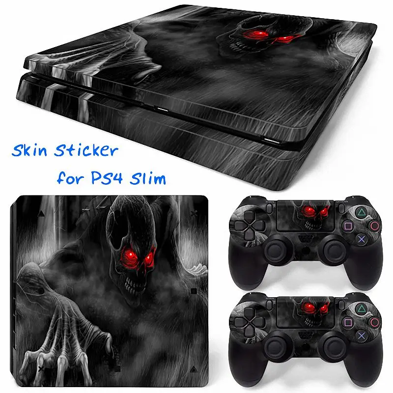 Hot Selling Blue Fire Skull For Sony Playstation 4 Slim Pvc Skin ...