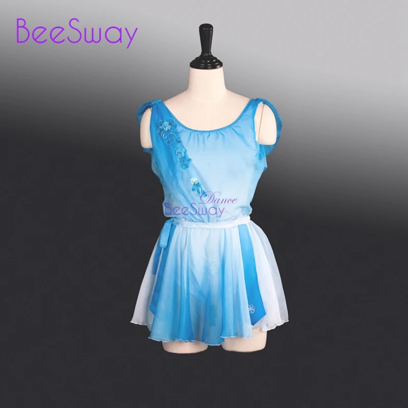 Light Blue Chiffon Ballet Stage Costume For Women Adult Blue ...