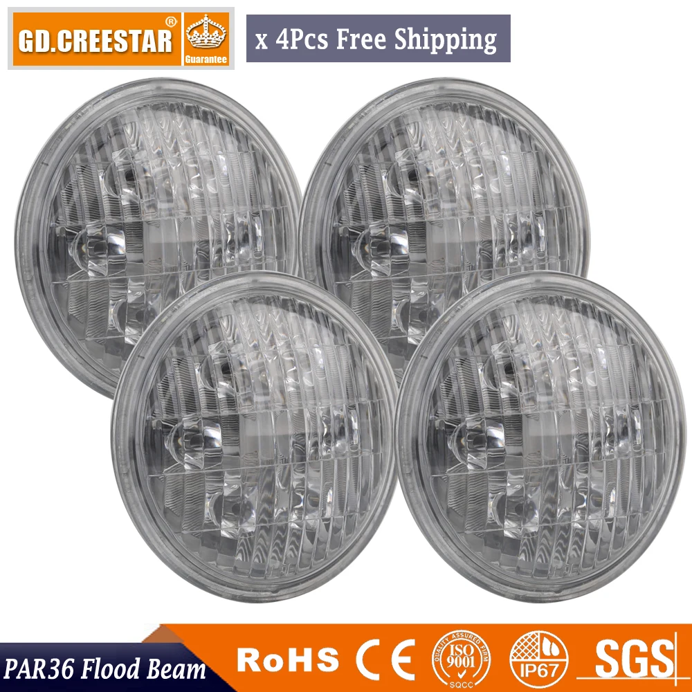 PAR36 Round LED Flood Beam Tractor Aviation Light Bulbs 6leds cross ...