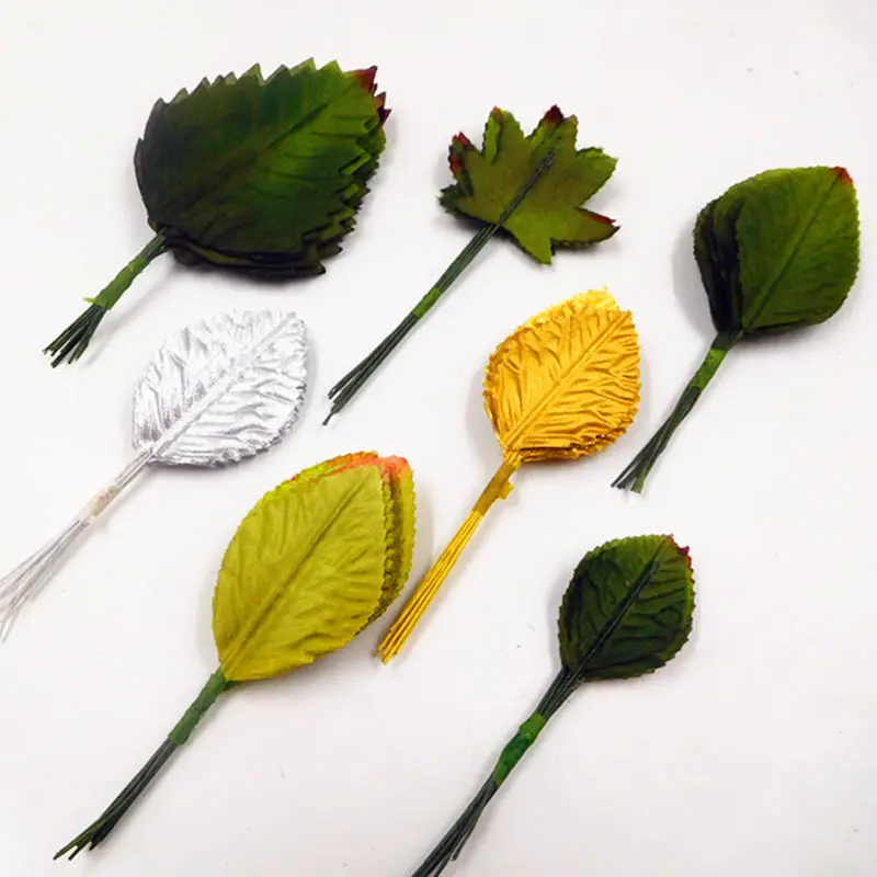 10pcs Green Artificial Leaf Bouquet For Wedding Home Decoration DIY ...
