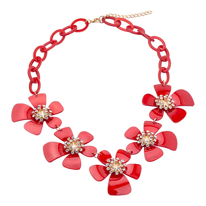 Guanlong acrílico flor pingente colares para mulheres colorido corrente ...