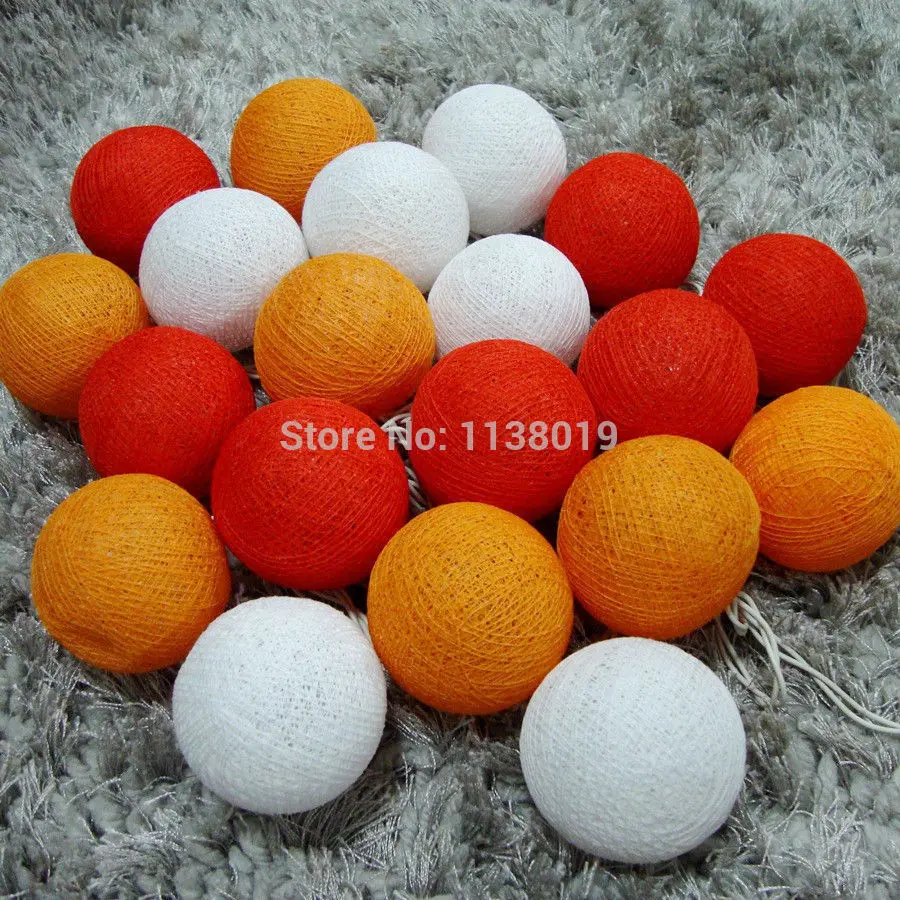 Christmas-Light-String-Cotton-Ball-Orange-Tone-Holiday-Decoration ...