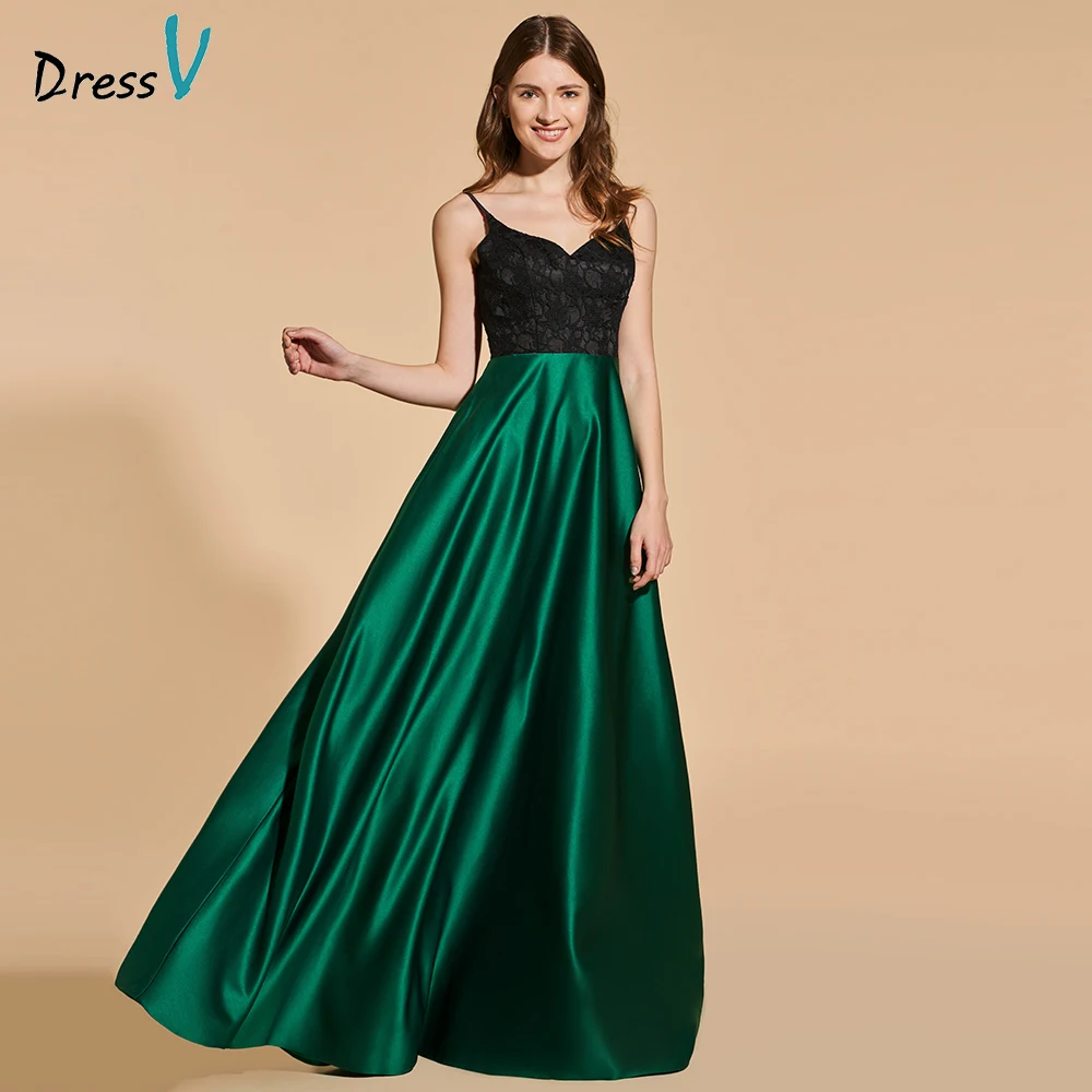 Buy Dressv Elegant Green Long Prom Dress Spaghetti Straps Empire Waist Zipper