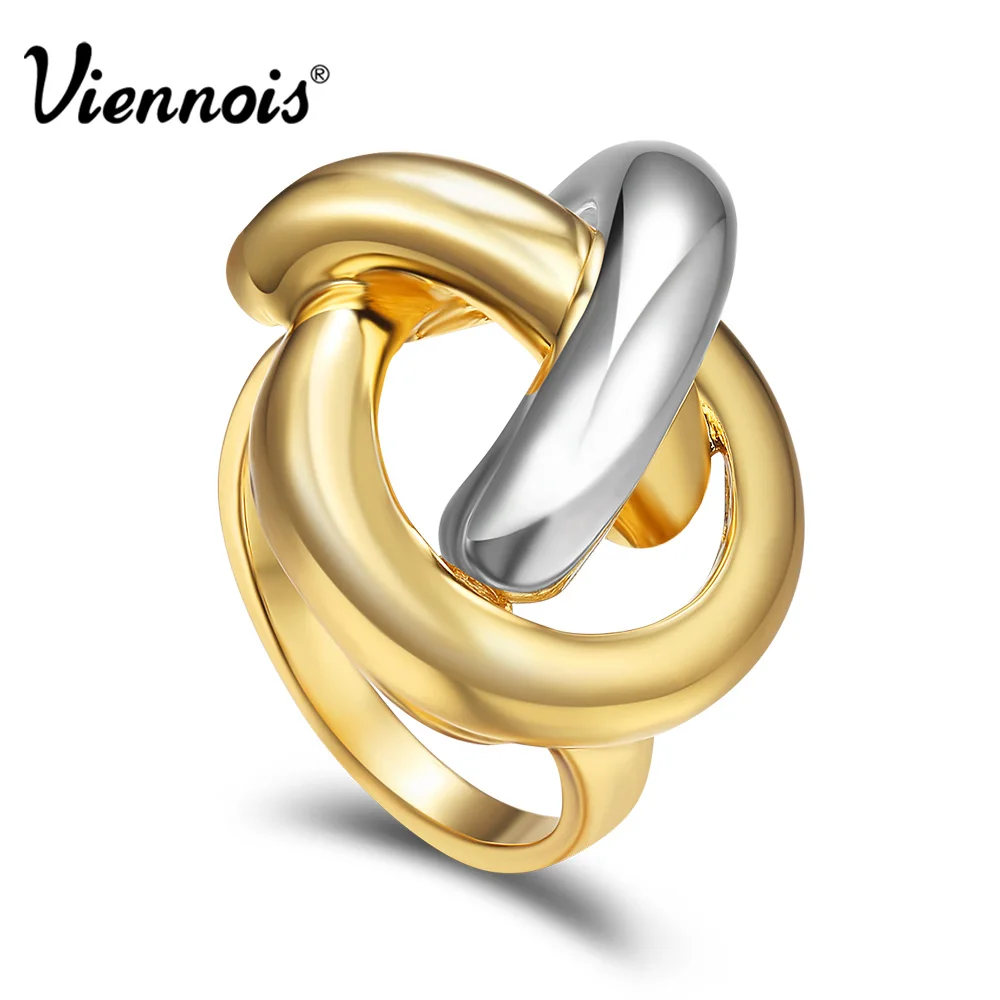 Viennois New Gold & Silver Color Knot Design Rings for Women Female ...