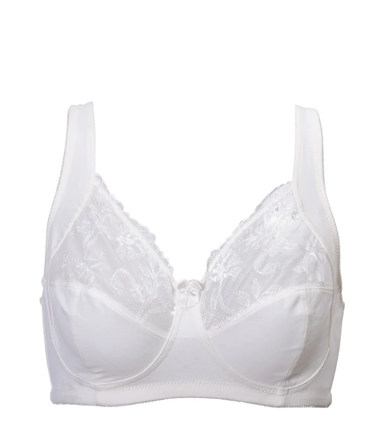 Women Unpadded bralette white bra sexy lace wire free cotton bra 36 38 ...