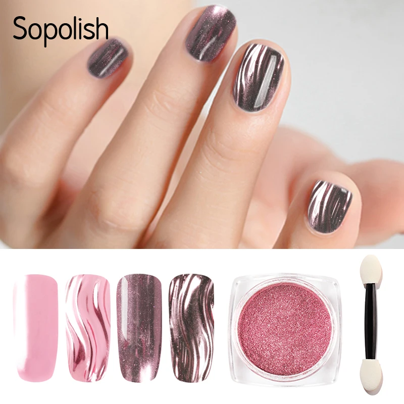 Sopish pó espelhado para decoração de unhas, glitter e pó para manicure ...