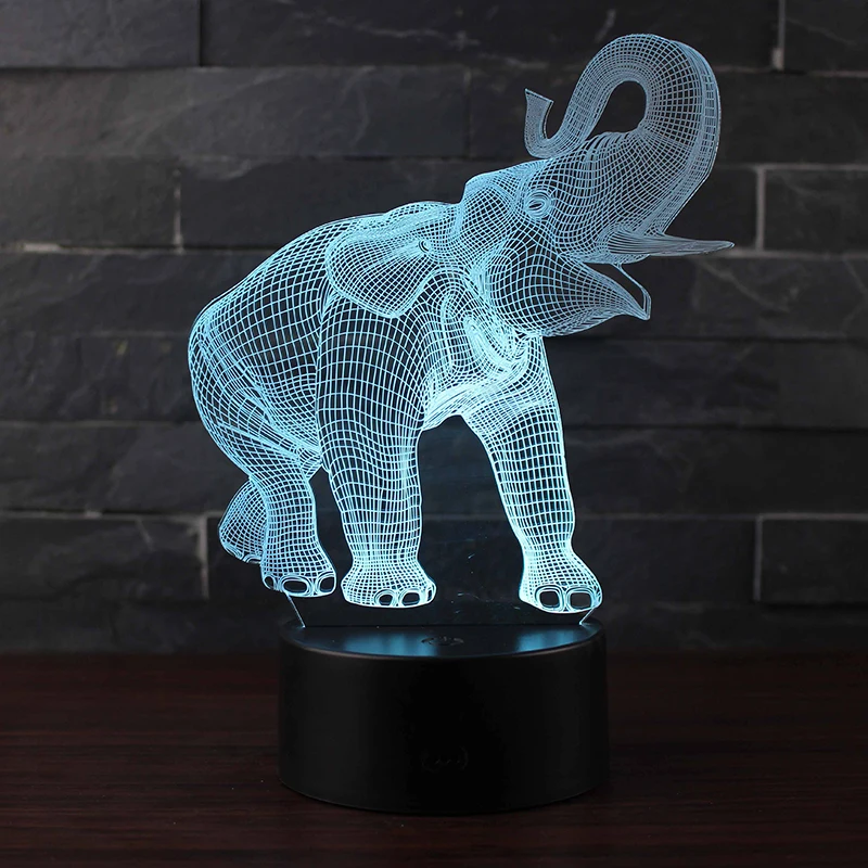 Cartoon Animal Shaped Led 3D Light Lamp 7 Colors Flashing Touch Remote ...