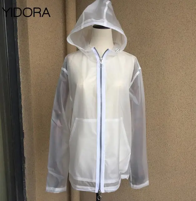 2018 Men PVC Parka style Semi sheer Raincoat With Adjustable Hood ...