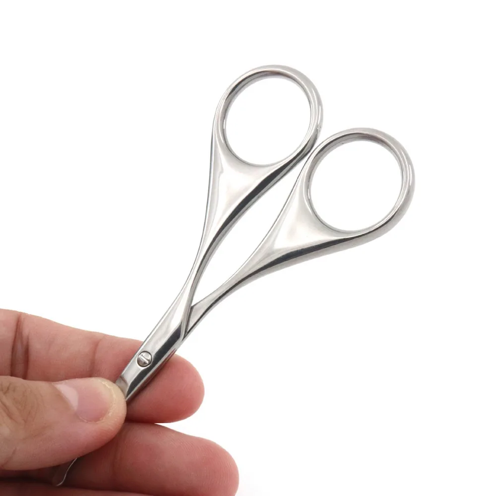 코털 가위 커터 트리머 둥근 머리 안전 팁 포함 새로운 날카로운 가장자리 스테인레스 스틸 코 콧수염 메이크업 가위