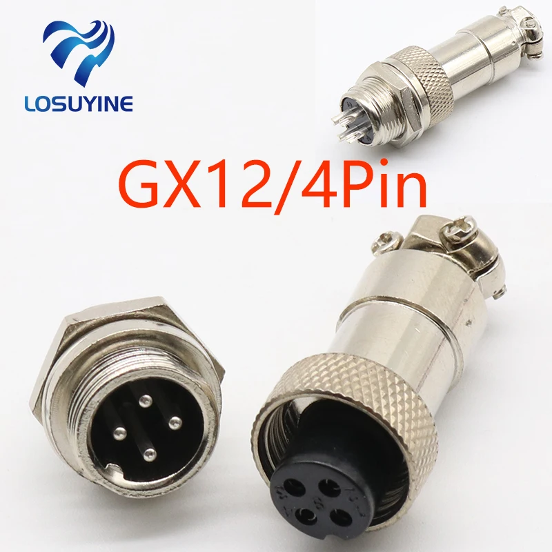 1pcs Gx12 4 Pin Male & Female 12mm Wire Panel Connector Aviation Plug ...